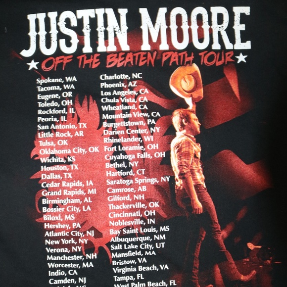 Justin Moore | Tops | Justin Moore Off Beaten Path Tour Vintage Concert ...